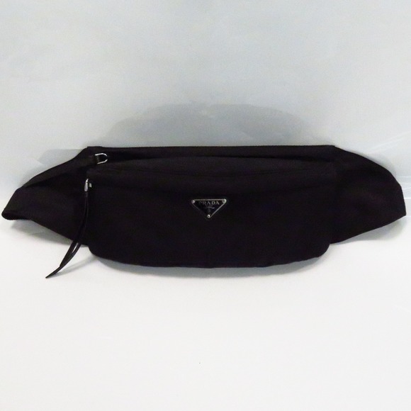 Prada | Bags | Prada Triangle Logo Plate Body Bag Waist Bag Nylon Black ...